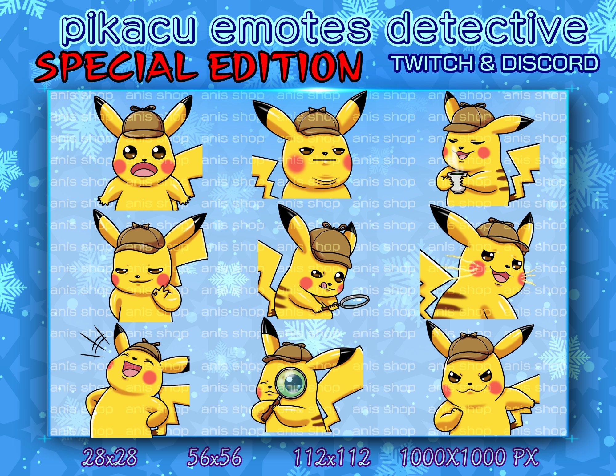 Pikachu Detective Emotes/ Pikachuchibi/ Emotes Discord/ Emotes Twitch ...