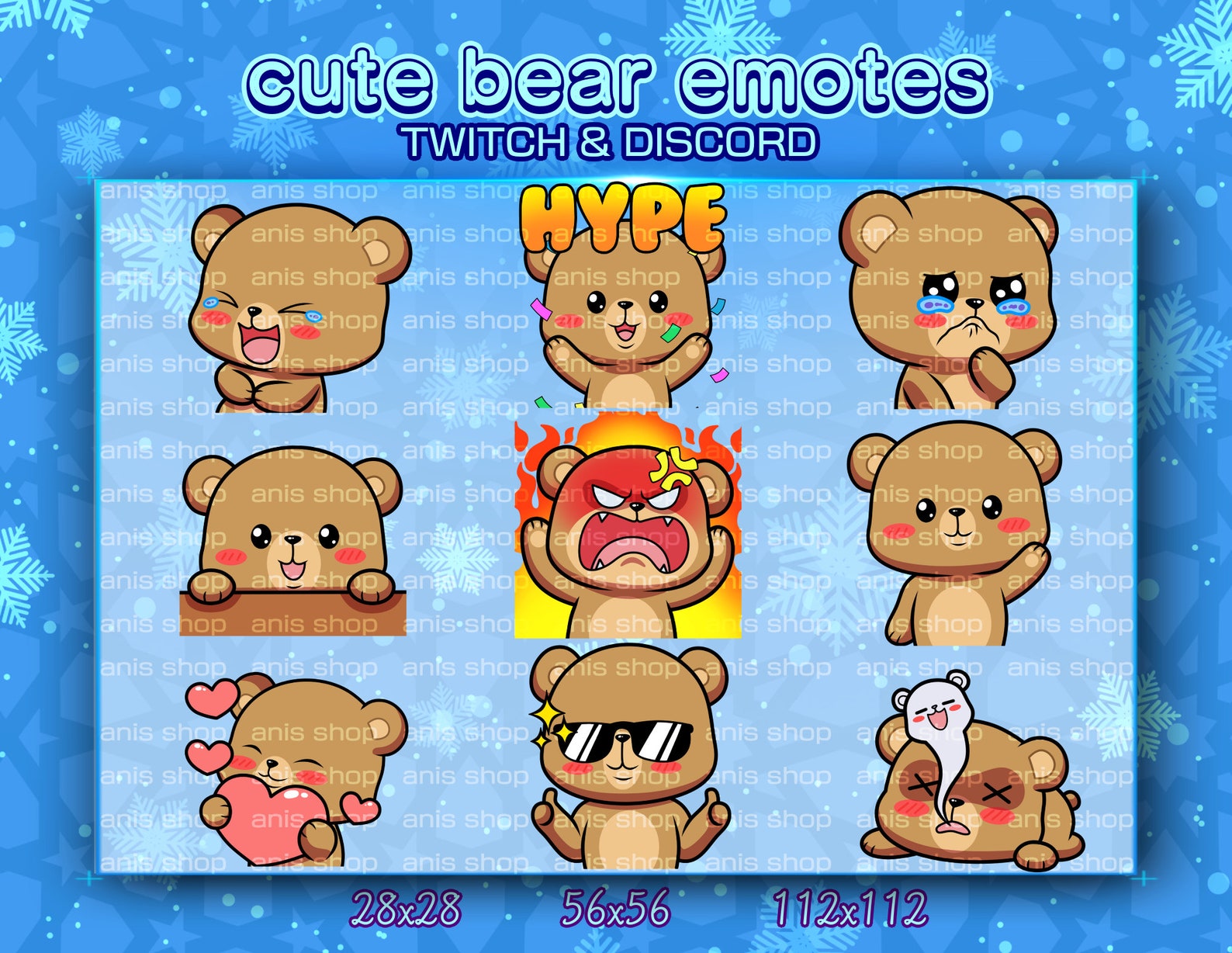 Bear Emotes/ Bear Chibi/ Emotes Discord/ Emotes Twitch/ Christmas ...