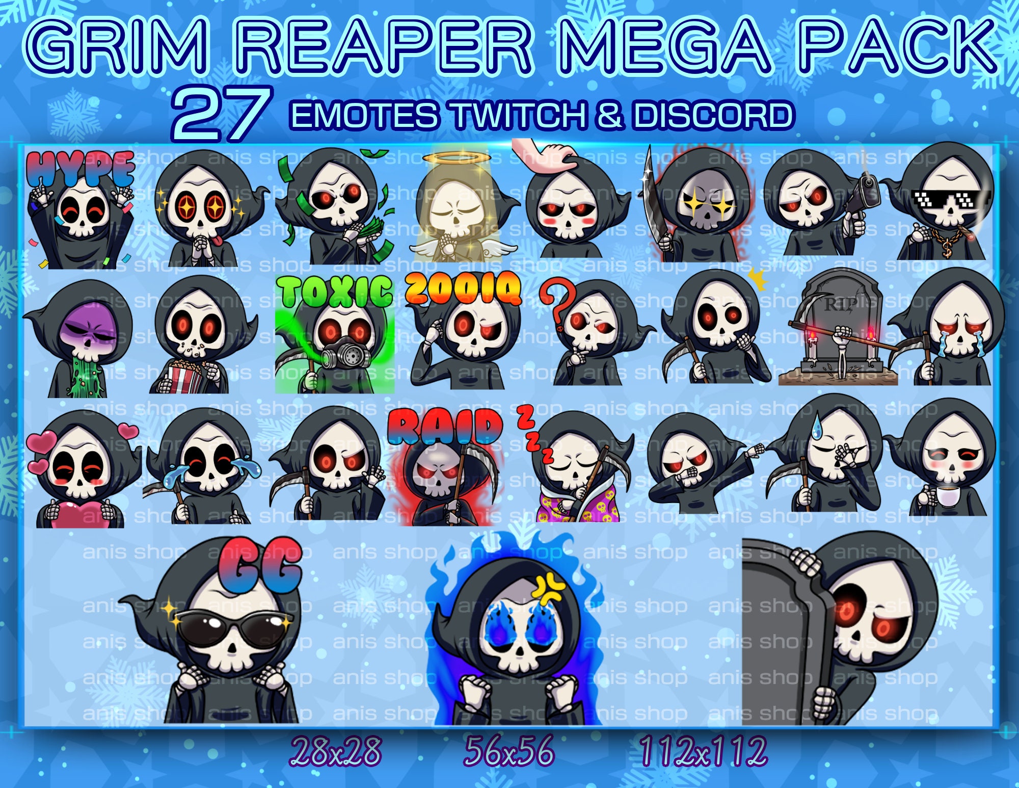 Grim Reaper Emotes Grim Reaper Chibi/ Emotes Discord/ Emotes Twitch - Etsy