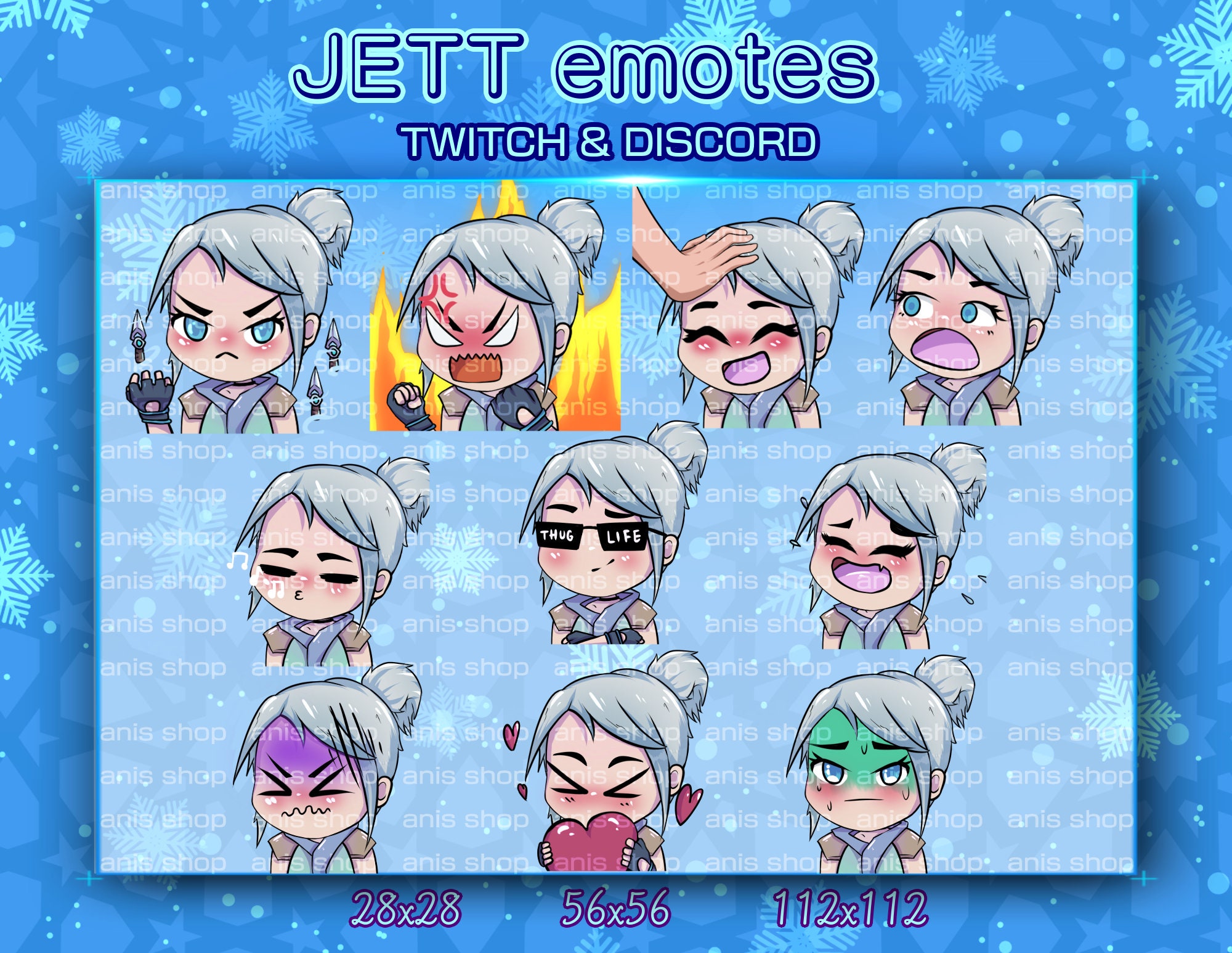 Valorant Jett Emotes/ Valorant Jett Cute/ Valorant Jett Chibi/ Emotes ...