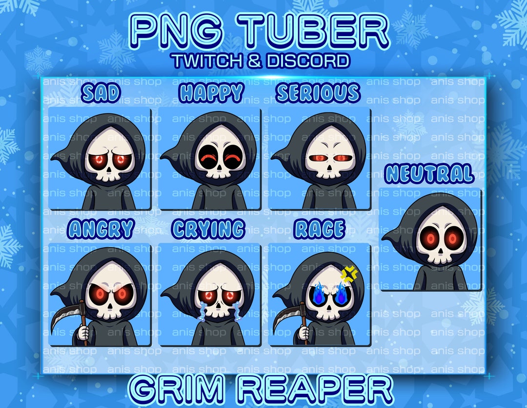 Grim Reaper Style Pngtuber With 7 Expressions ,ready PNG Tuber Ideal ...