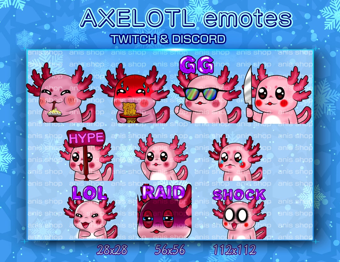 Axelotl Emotes/ Axelotl Chibi/ Emotes Discord/ Emotes Twitch/ Emotes - Etsy