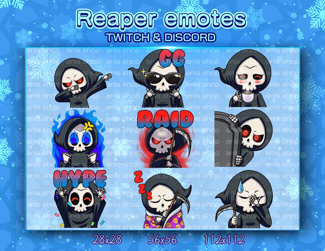 Grim Reaper Emotes/ Grim Reaper Chibi/ Emotes Discord/ Emotes Twitch - Etsy