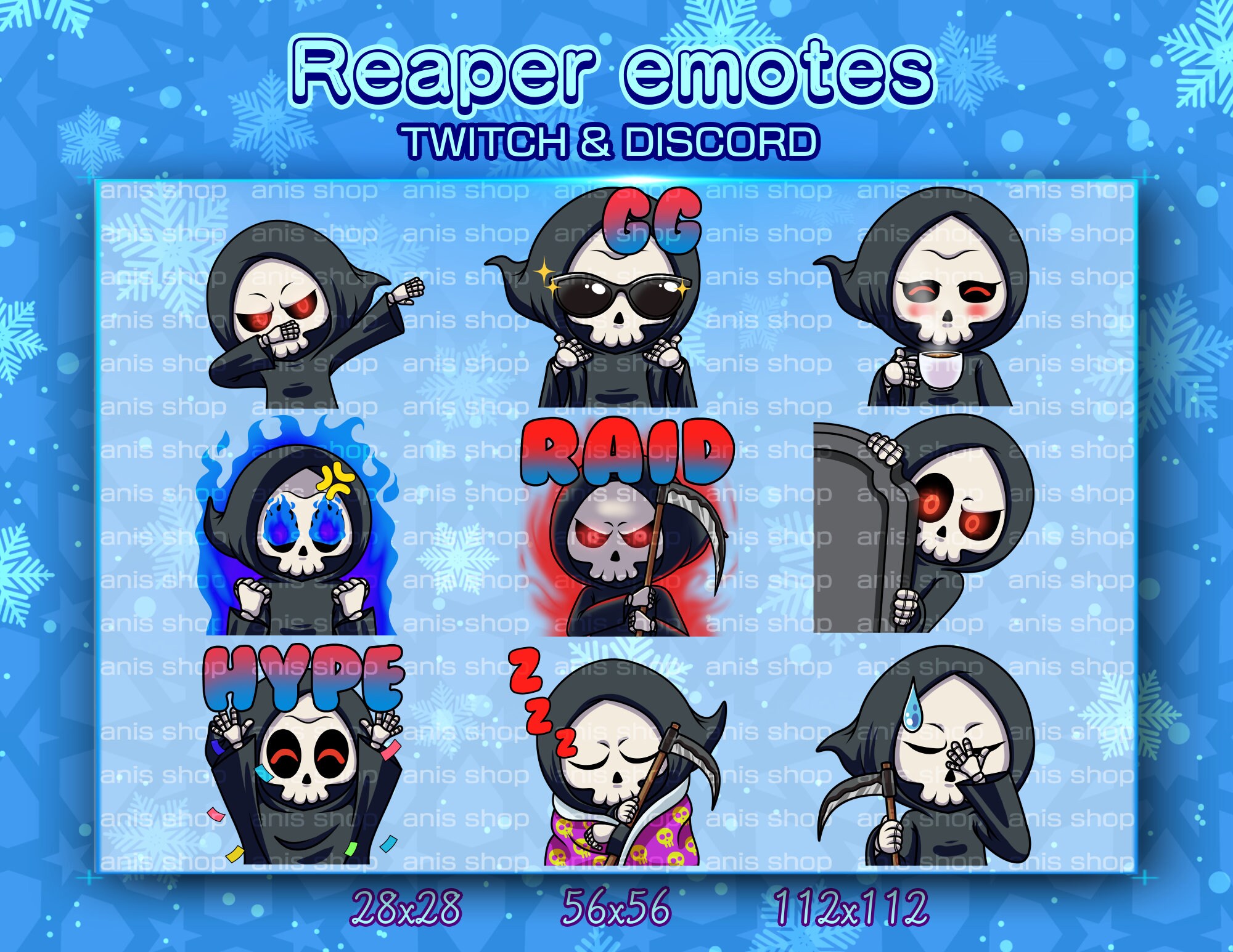Grim Reaper Emotes/ Grim Reaper Chibi/ Emotes Discord/ Emotes Twitch - Etsy