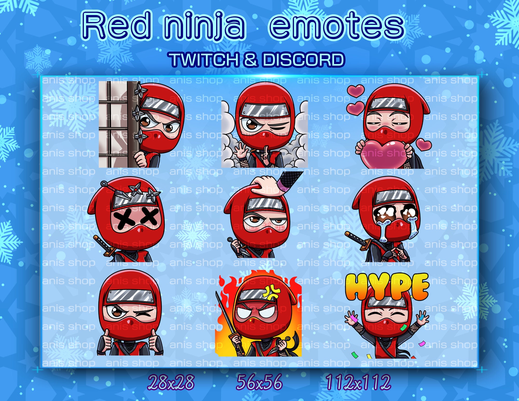 Red Ninja Emotes/ Red Ninja Chibi/ Emotes Discord/ Emotes Twitch ...