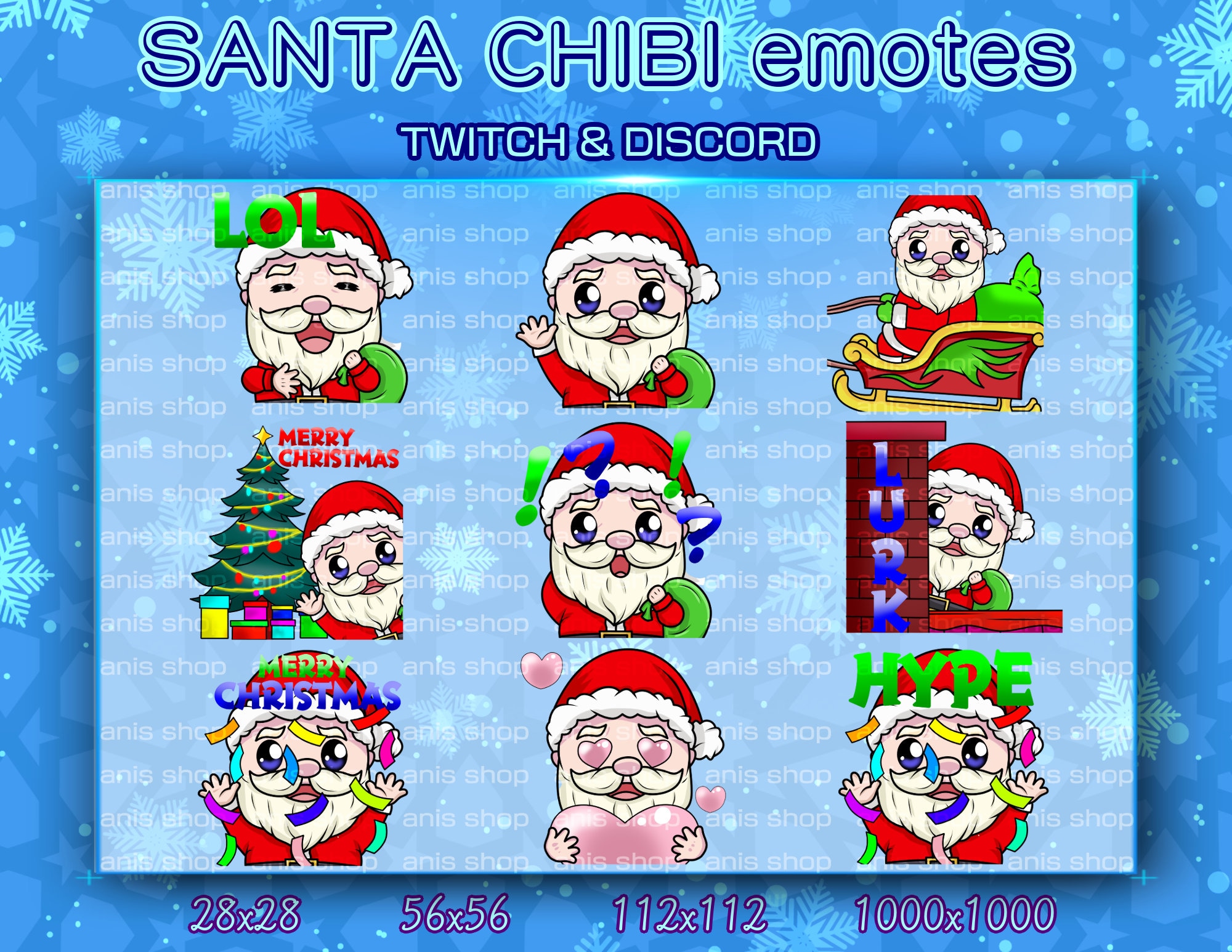 Santa Claus Emotes/ Santa Claus Chibi/ Emotes Discord/ Emotes Twitch ...