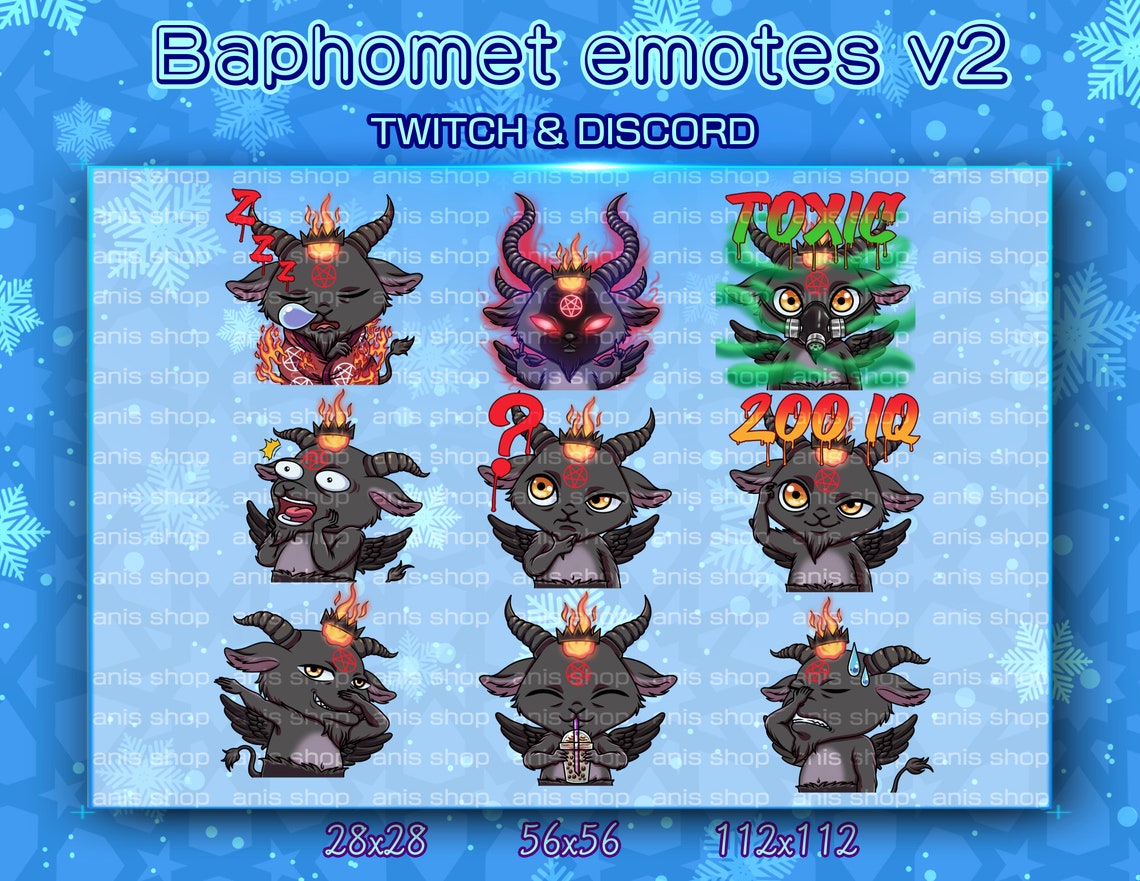 Baphomet Emotes/ Baphomet Chibi/ Emotes Discord/ Emotes Twitch - Etsy