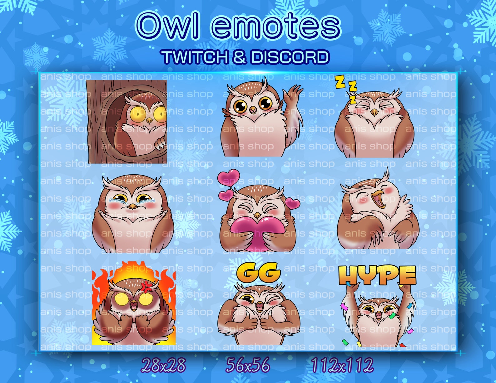 Owl Emotes/ Owl Chibi/ Emotes Discord/ Emotes Twitch/ Emotes - Etsy