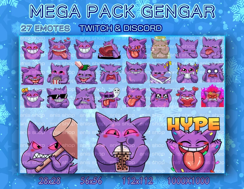 Gengar Mega Pack Emotes/ Gengar Chibi/ Emotes Discord/ Emotes Twitch - Etsy