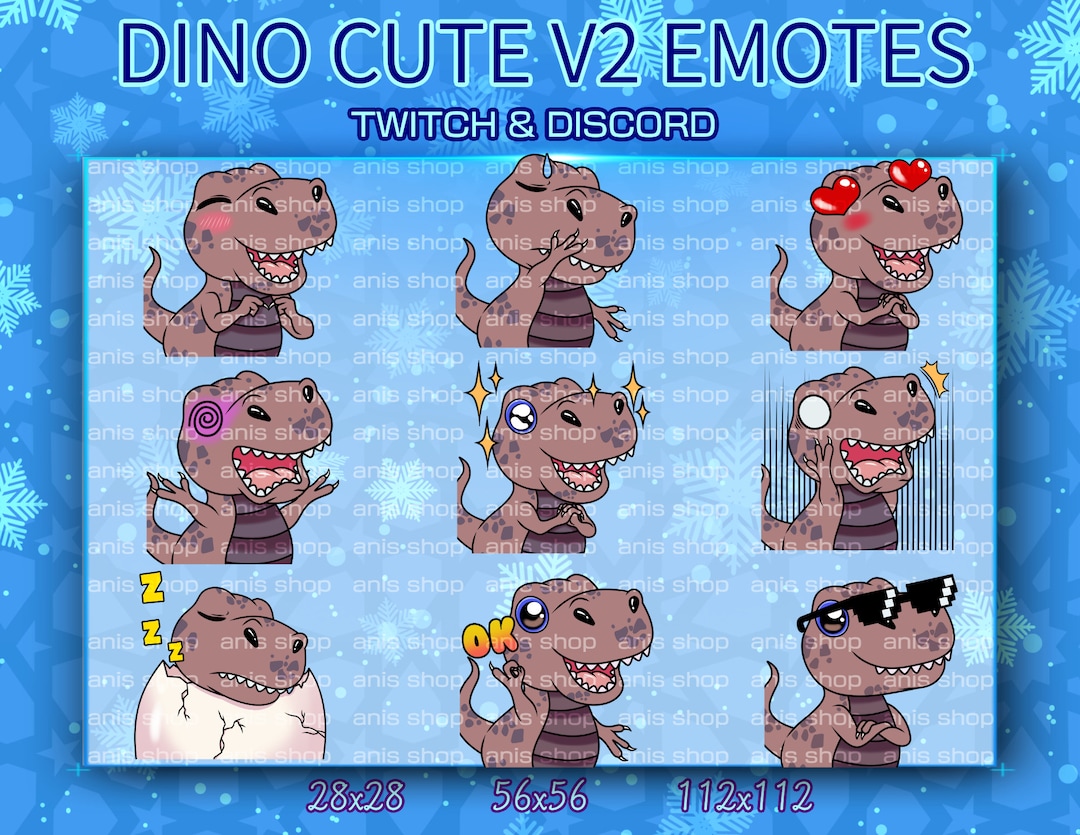 Dino 4 V2 Emotes/ Diino Chibi/ Emotes Discord/ Emotes Twitch/dinosaurus ...