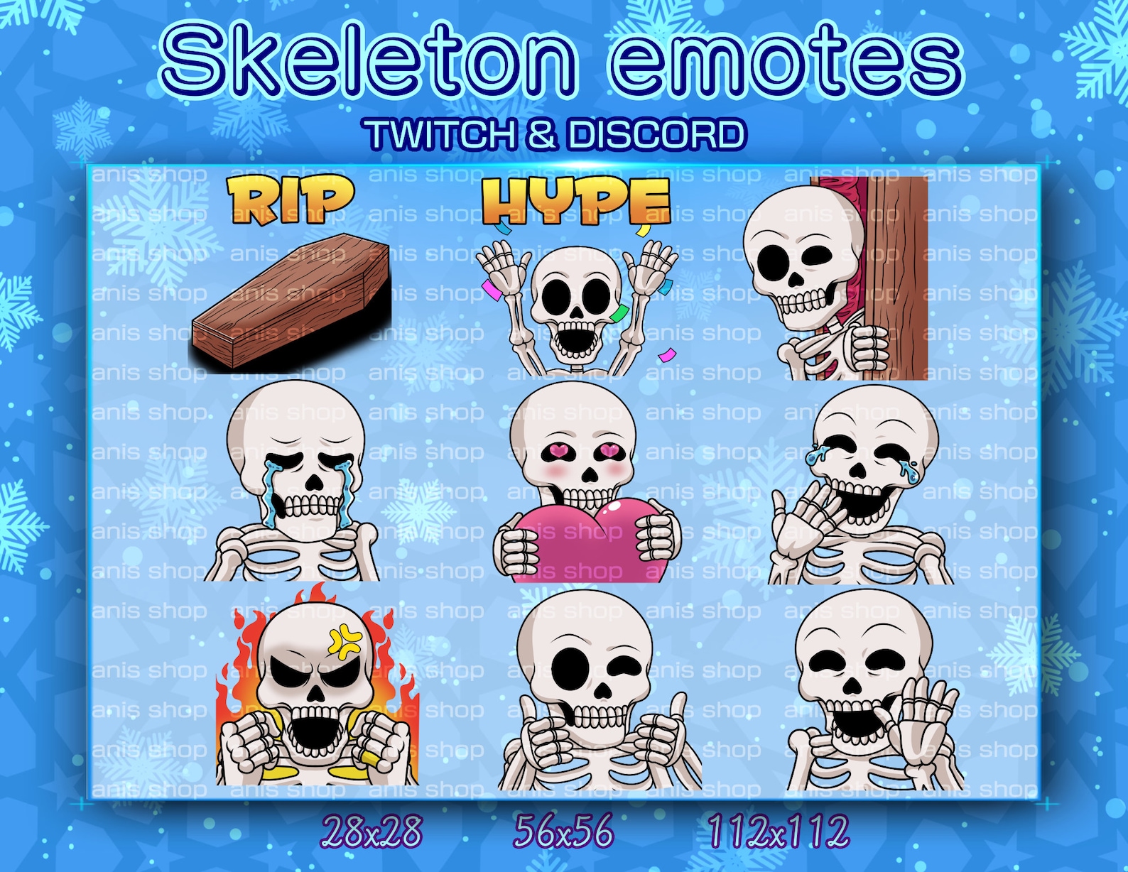 Skeleton Emotes/ Skeleton Chibi/ Emotes Discord/ Emotes Twitch - Etsy