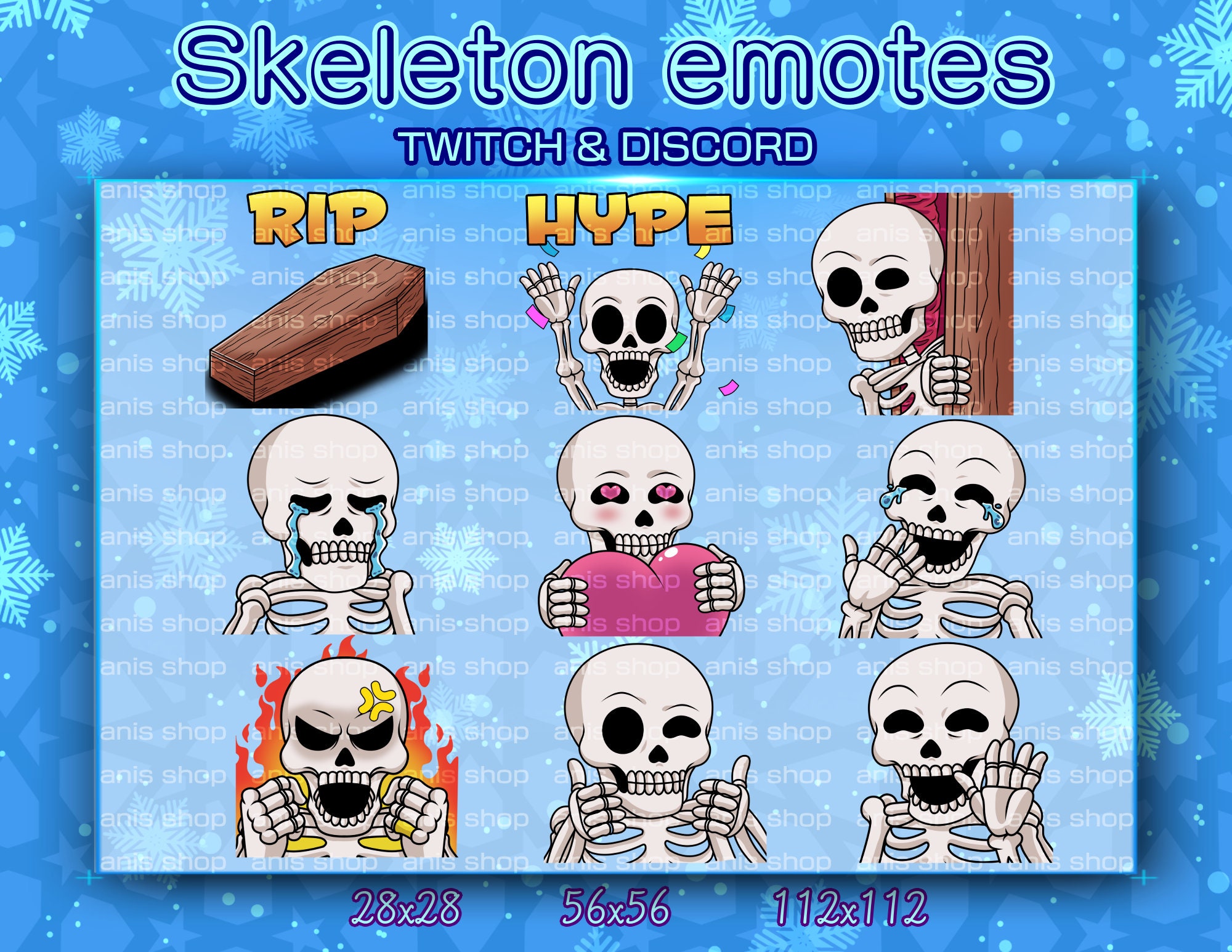 Skeleton Emotes/ Skeleton Chibi/ Emotes Discord/ Emotes Twitch - Etsy
