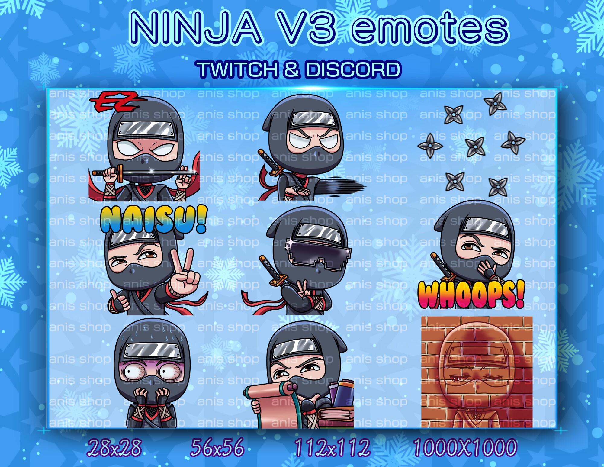 Ninja V3 Emotes/ Ninja Chibi/ Emotes Discord/ Emotes Twitch/ Assasin ...