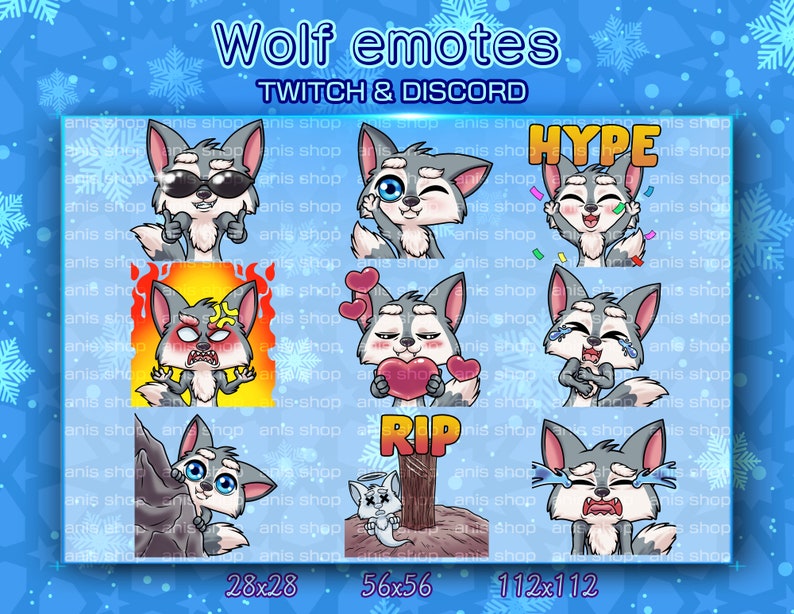 Wolf Emotes/ Black Wolfchibi/ Emotes Discord/ Emotes Twitch/ Animal ...