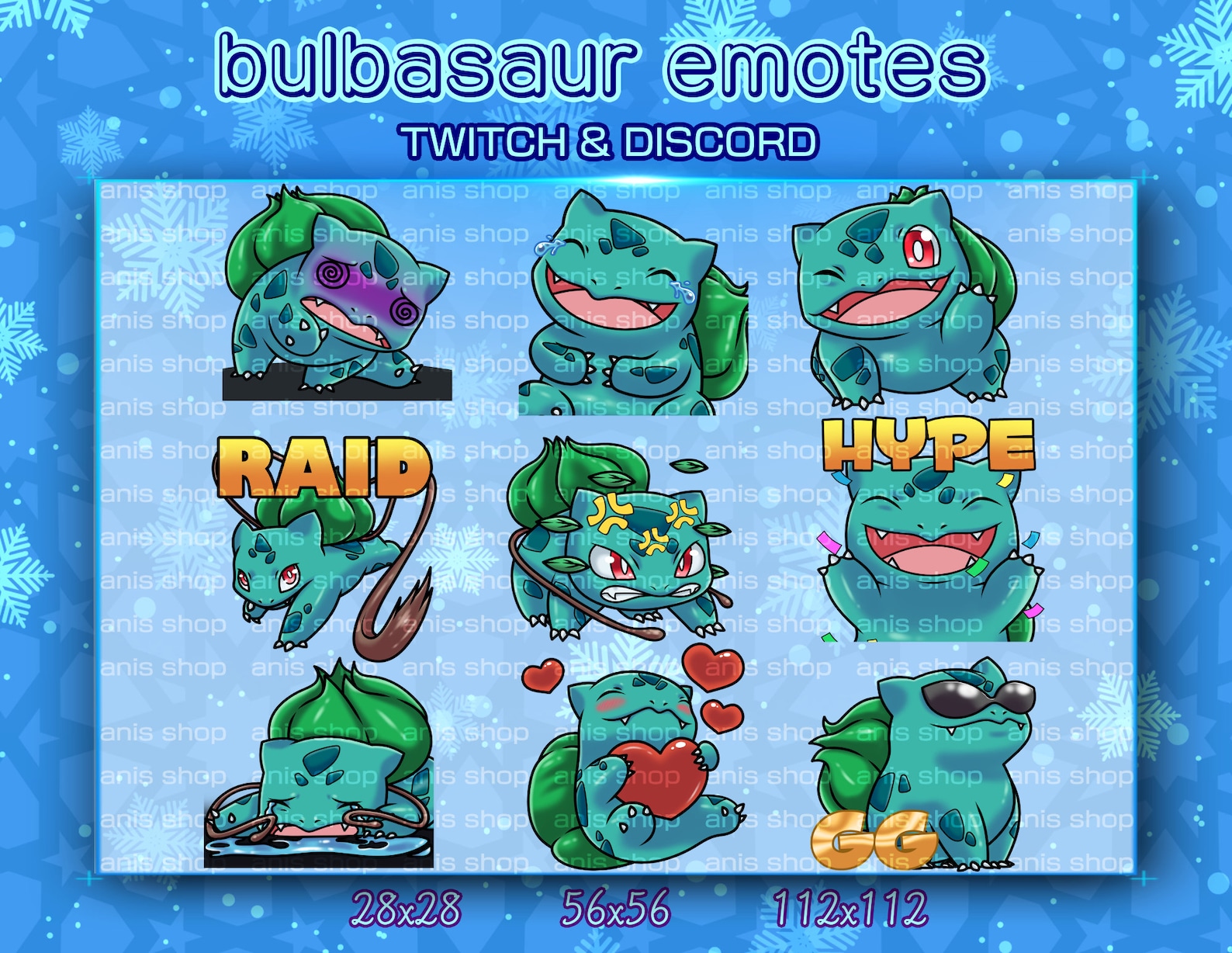 Bulbasaur Emotes/ Bulbasaur Chibi/ Emotes Discord/ Emotes Twitch - Etsy