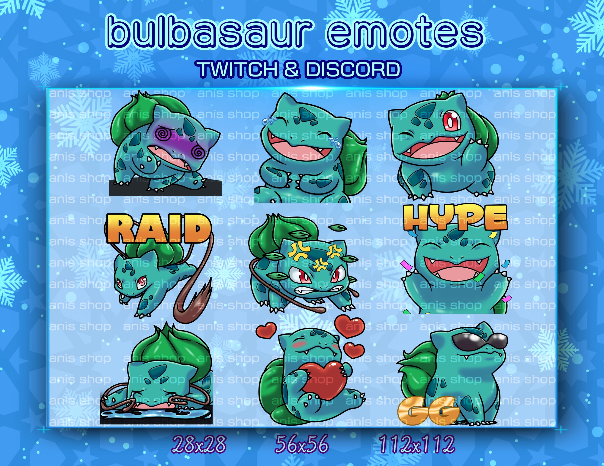 Bulbasaur Emotes/ Bulbasaur Chibi/ Emotes Discord/ Emotes Twitch - Etsy UK