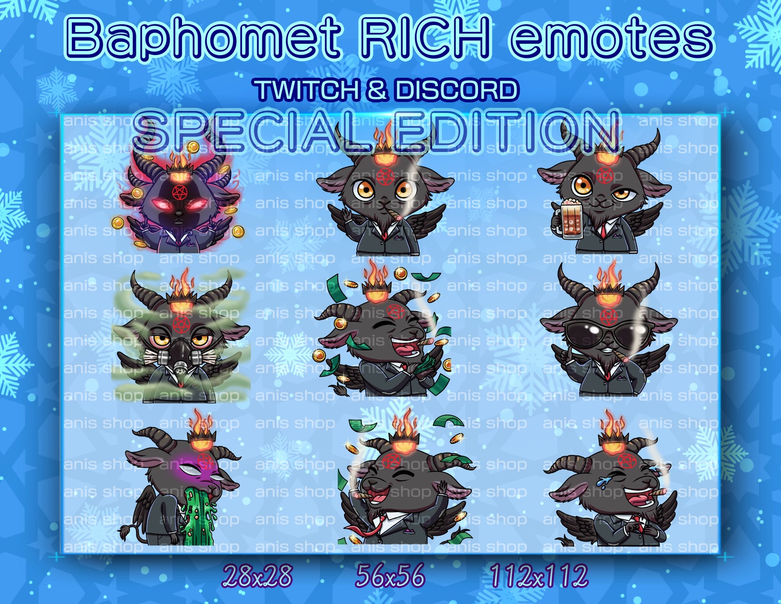 Baphomet Rich Emotes/ Baphomet Chibi/ Emotes Discord/ Emotes Twitch - Etsy