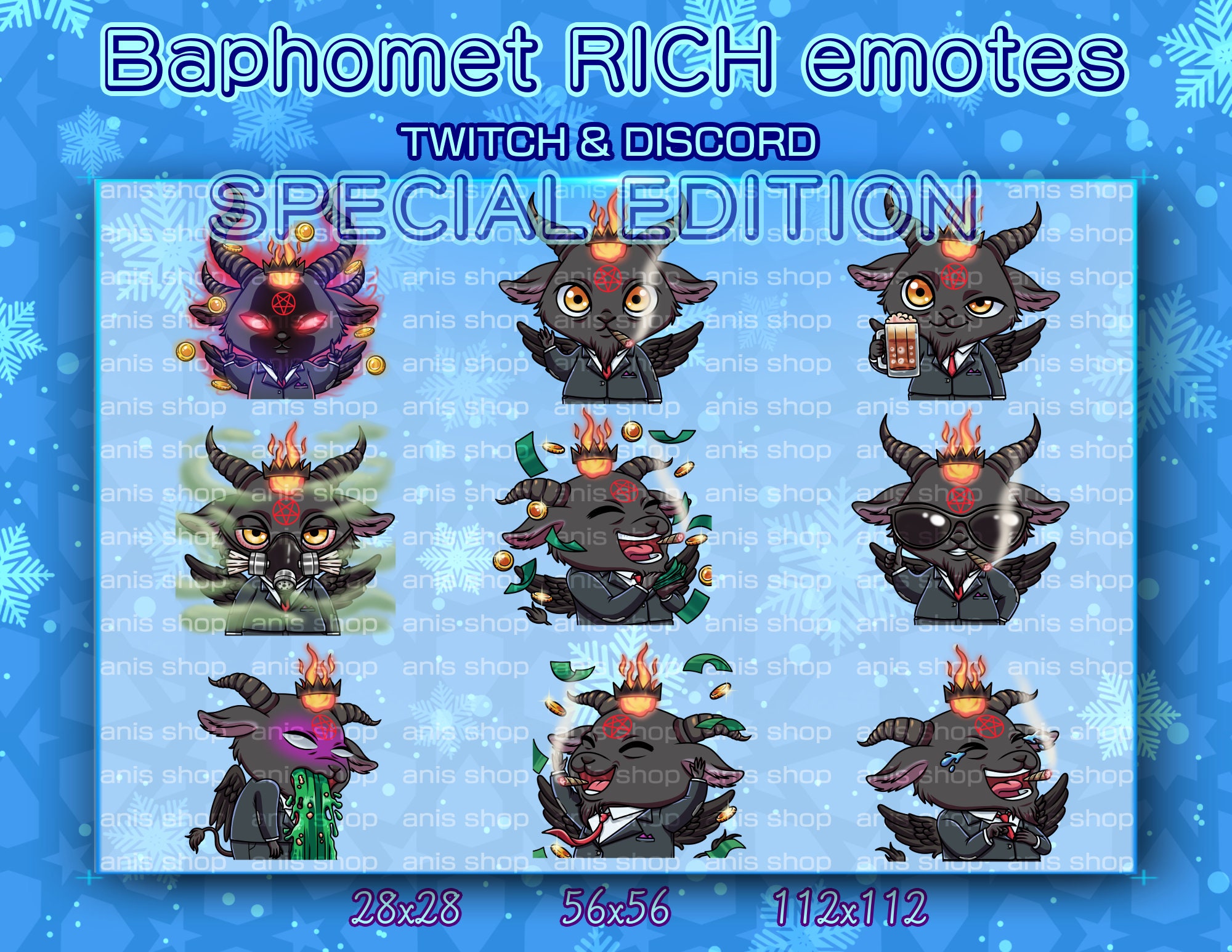 Baphomet Rich Emotes/ Baphomet Chibi/ Emotes Discord/ Emotes Twitch - Etsy