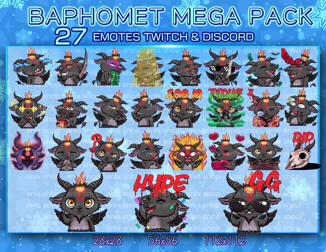 Baphomet Emotes/ Baphomet Chibi/ Emotes Discord/ Emotes Twitch - Etsy
