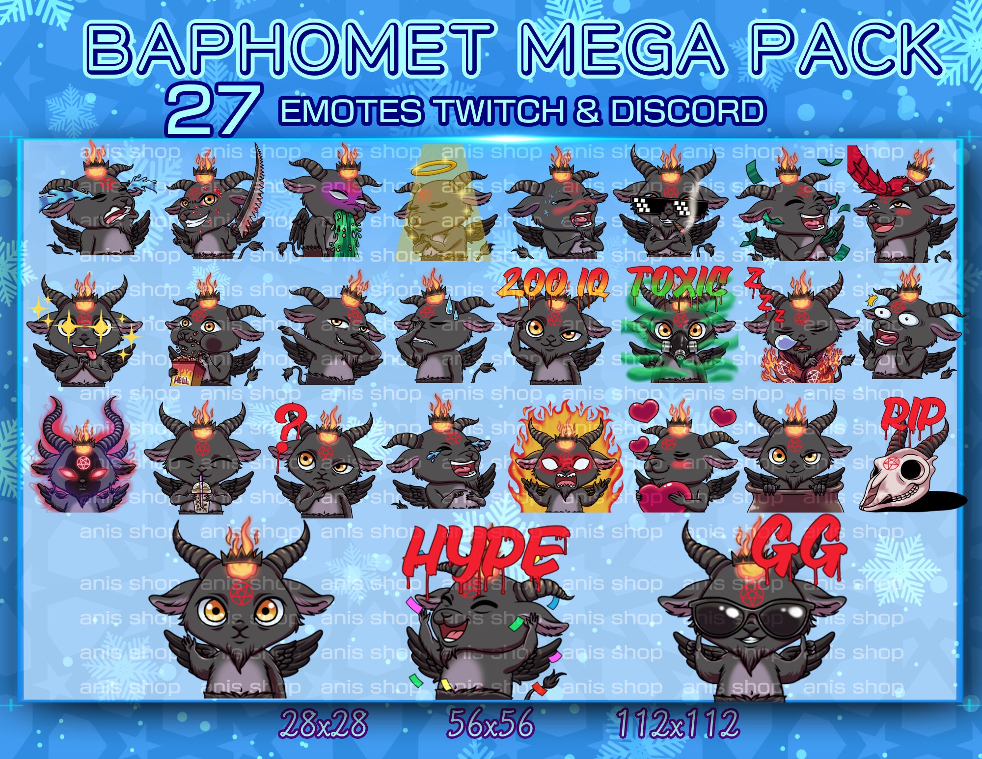 Baphomet Emotes/ Baphomet Chibi/ Emotes Discord/ Emotes Twitch - Etsy