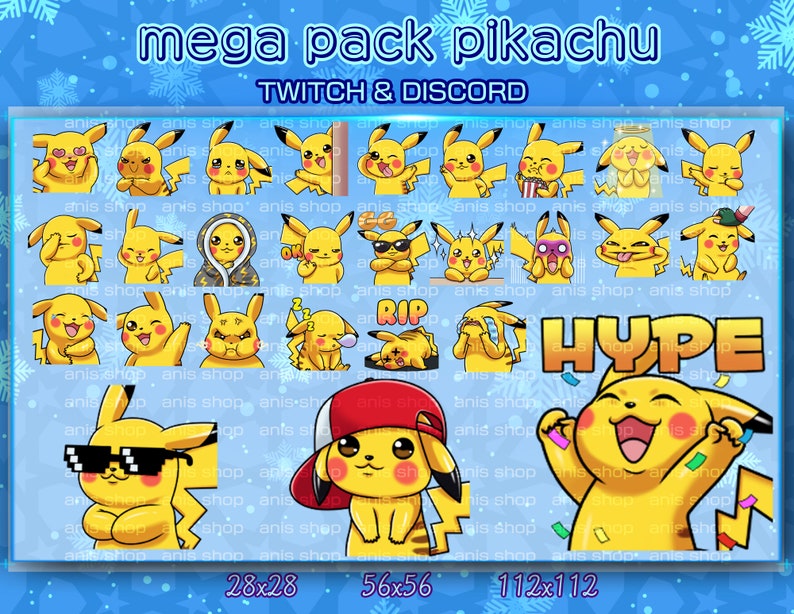 Pikachu Mega Pack Emotes/ Pikachuchibi/ Emotes Discord/ Emotes Twitch ...