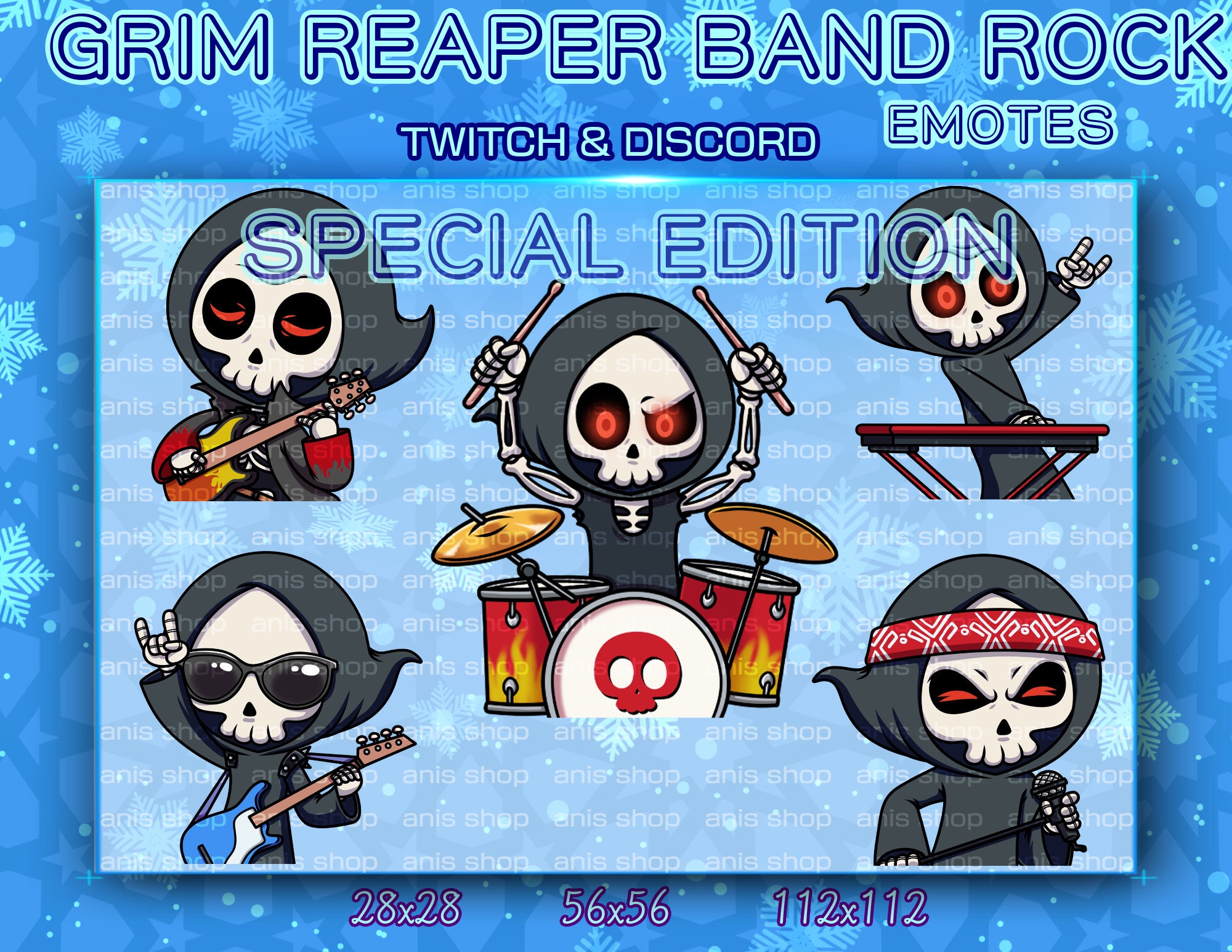Reaper Band Emotes/ Grim Reaper Chibi Limited Edition/ Emotes Discord ...