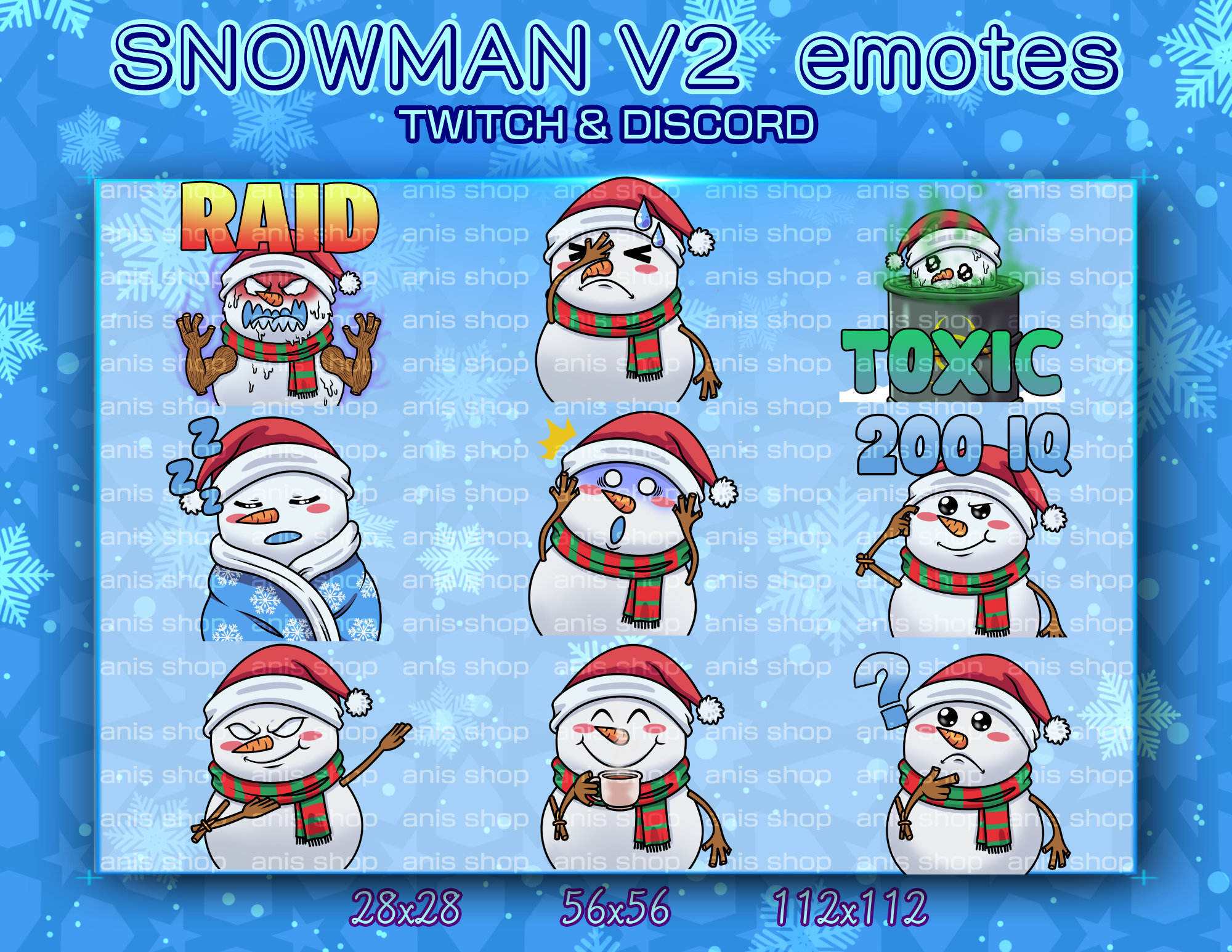 Snowman V2 Emotes/ Snowman Chibi/ Emotes Discord/ Emotes Twitch ...