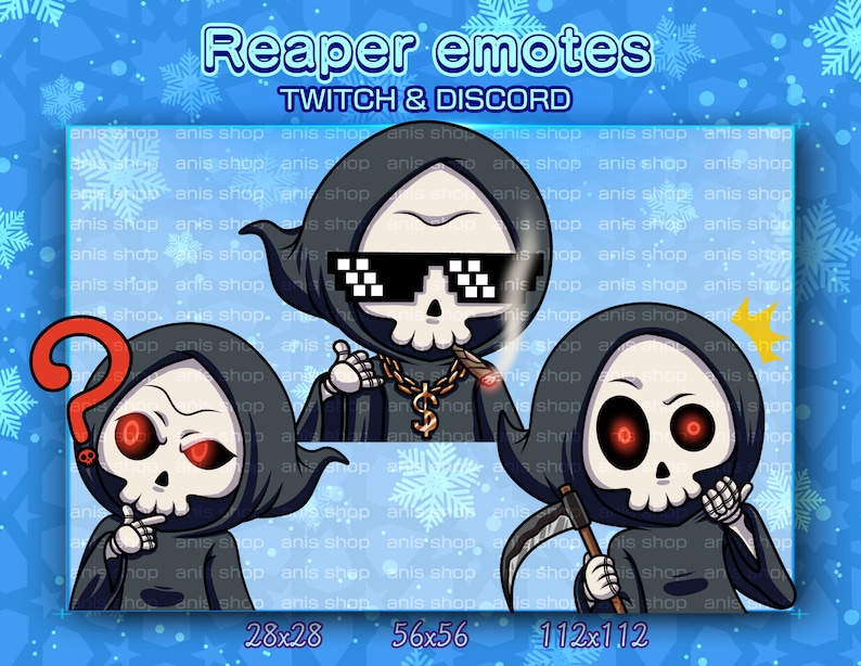 Grim Reaper Emotes/ Grim Reaper Chibi/ Emotes Discord/ Emotes Twitch ...