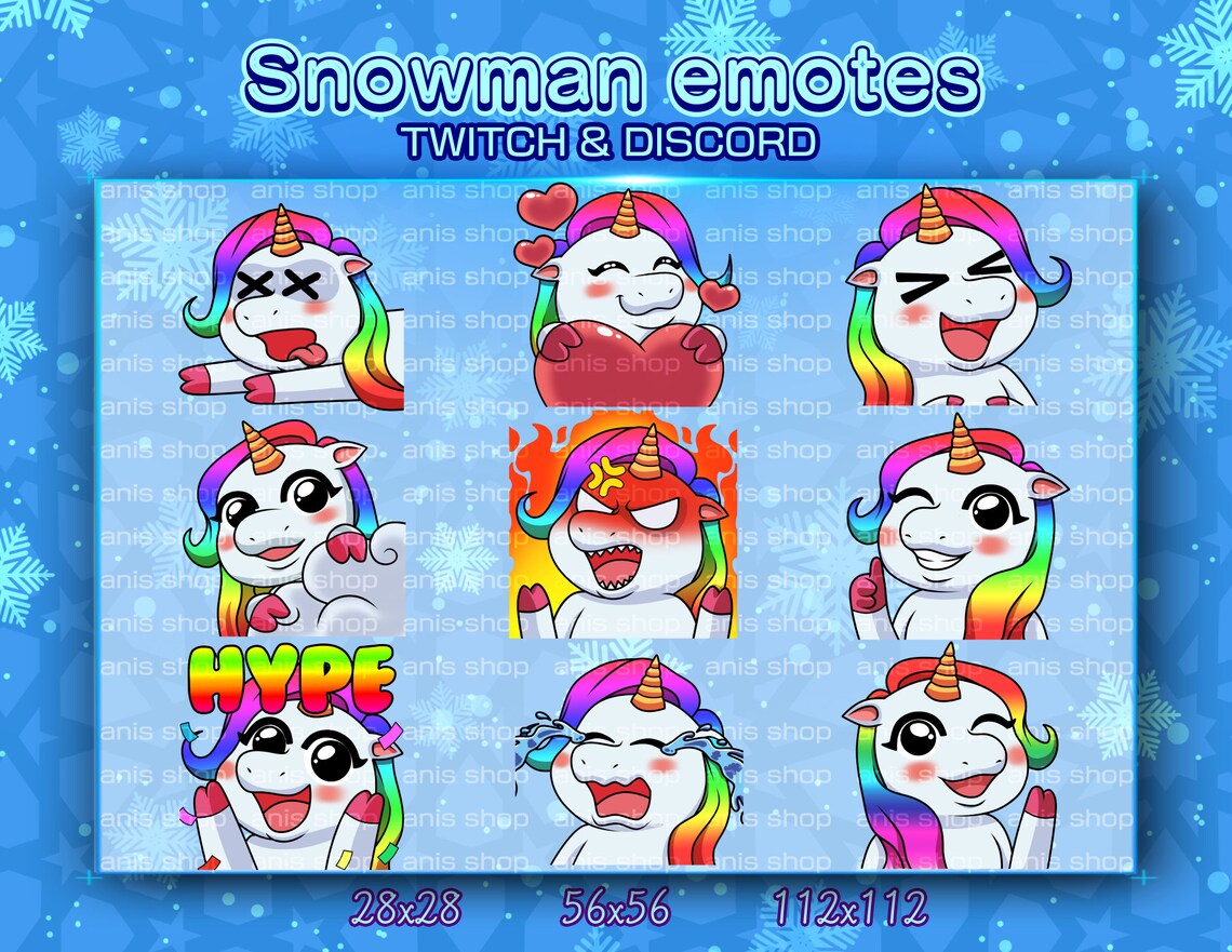 Unicorn Emotes/ Unicorn Chibi/ Emotes Discord/ Emotes Twitch/ | Etsy