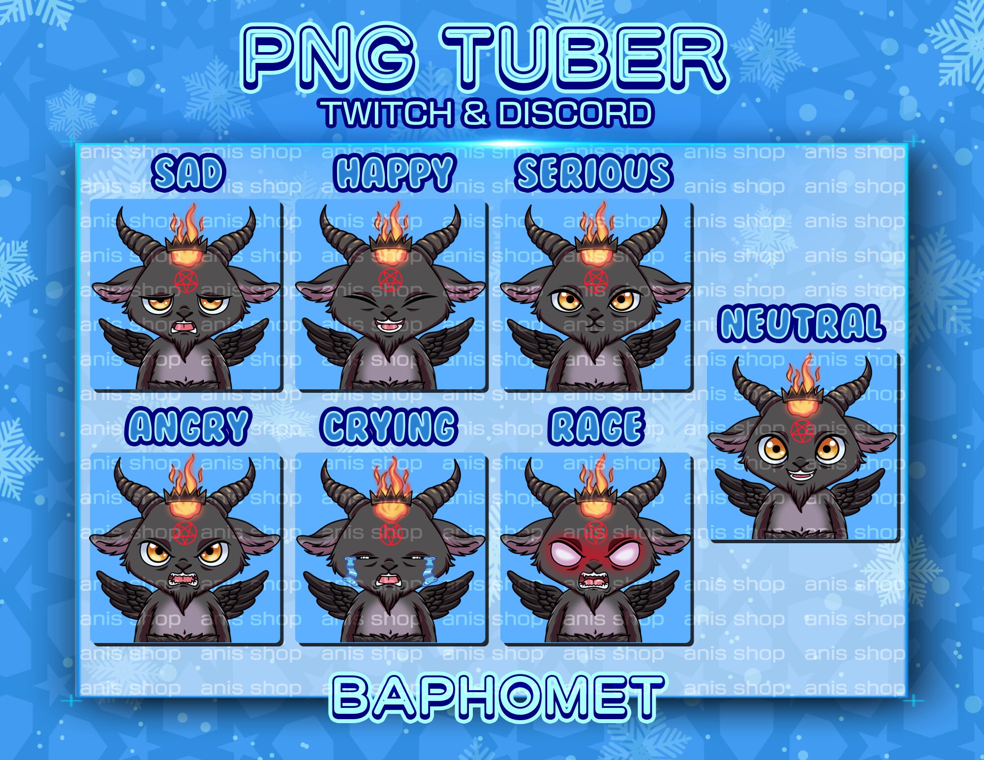 Baphomet Style Pngtuber With 7 Expressions ,ready PNG Tuber Ideal for ...