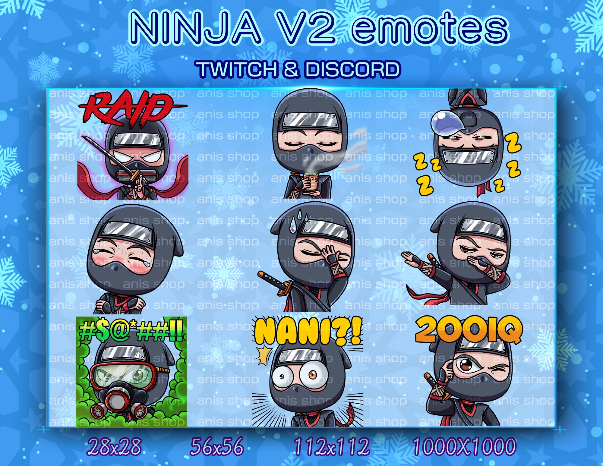 Ninja V2 Emotes/ Ninja Chibi/ Emotes Discord/ Emotes Twitch/ Assasin ...