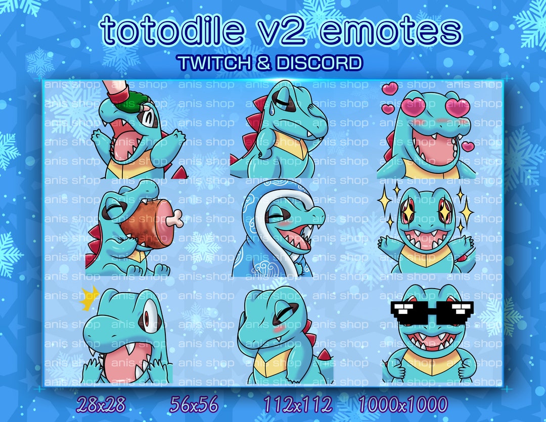 Totodile V2 Emotes/ Totodile Chibi/ Emotes Discord/ Emotes Twitch - Etsy