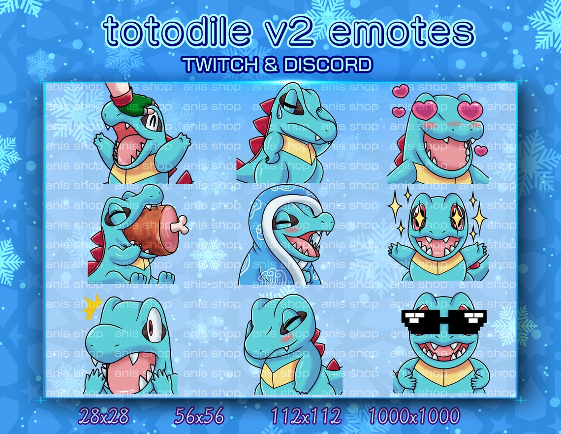 Totodile V2 Emotes/ Totodile Chibi/ Emotes Discord/ Emotes Twitch - Etsy