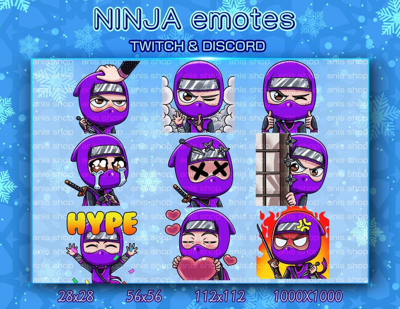 Purple Ninja Emotes/ Purple Ninja Chibi/ Emotes Discord/ Emotes Twitch ...