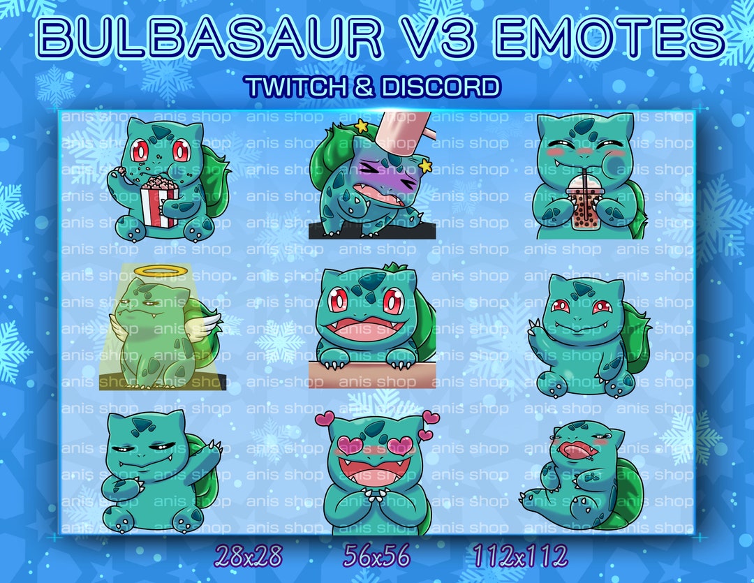 Bulbasaur V3 Emotes/ Bulbasaur Chibi/ Emotes Discord/ Emotes Twitch - Etsy