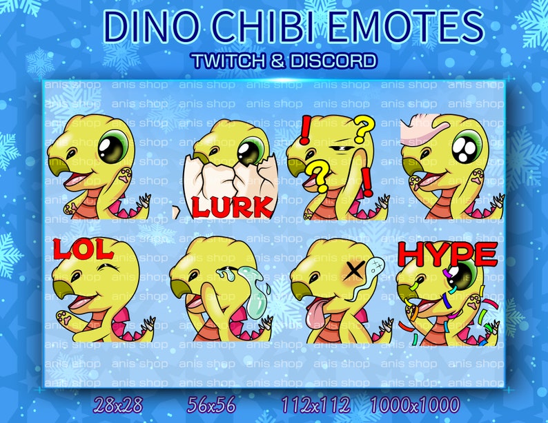 Dino 4 Emotes/ Diino Chibi/ Emotes Discord/ Emotes Twitch/dinosaurus ...