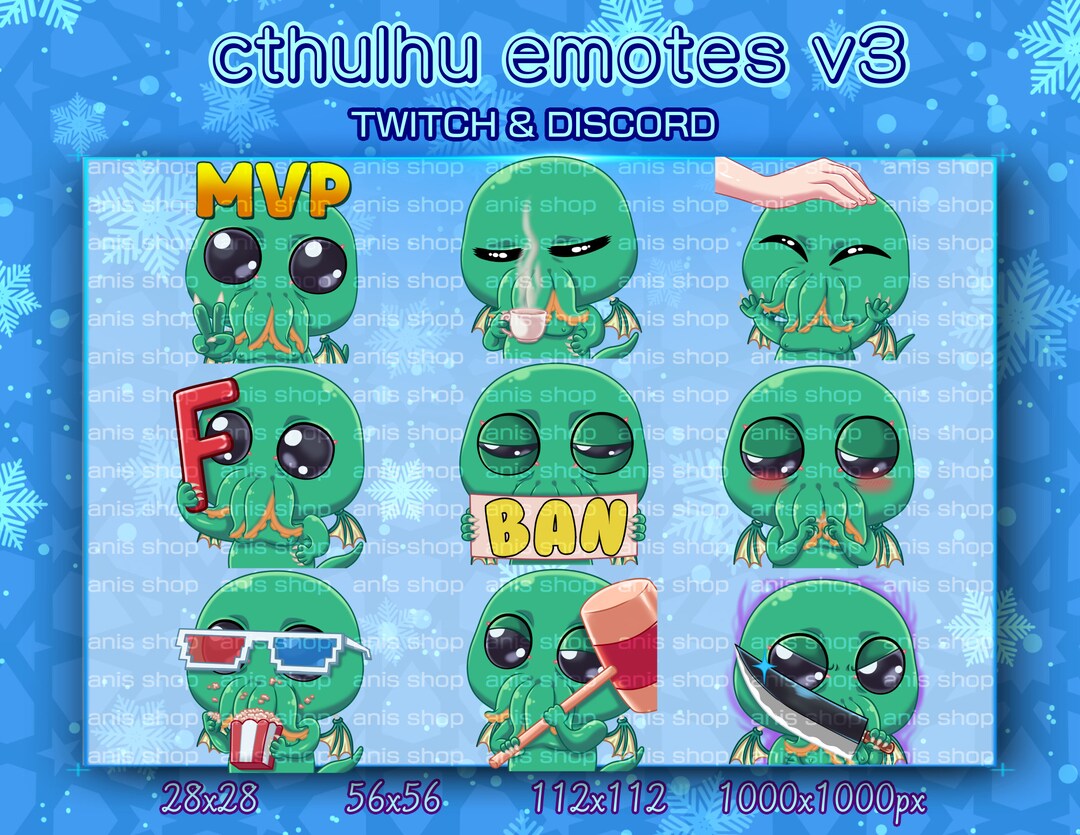 Cthulhu Emotes V3/ Cthulhu Chibi/ Emotes Discord/ Emotes Twitch/ Animal ...