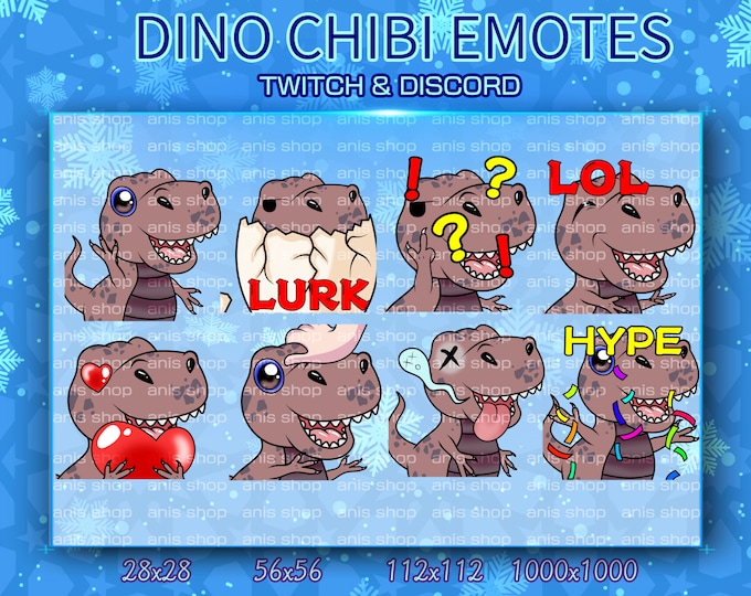 Cute Dinosaur Twitch Emotes Cute Twitch Emotes Dinosaur Stream Pack ...