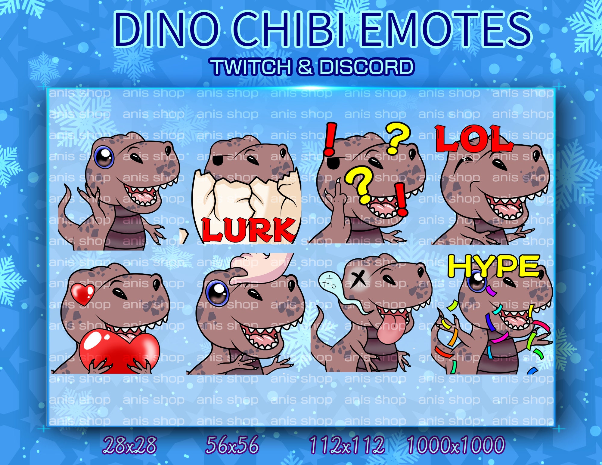 Dino 4 Emotes/ Diino Chibi/ Emotes Discord/ Emotes Twitch/dinosaurus ...