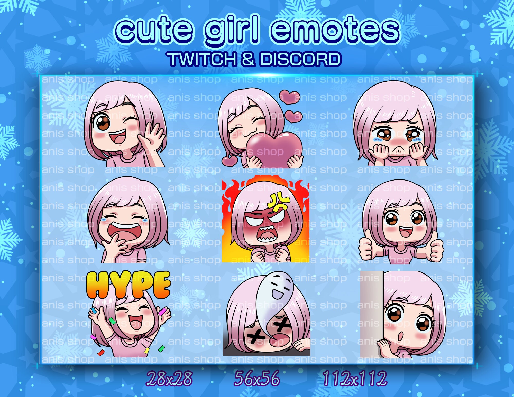 Cute Girl Emotes/ Pink Hair Chibi/ Emotes Discord/ Emotes Twitch ...