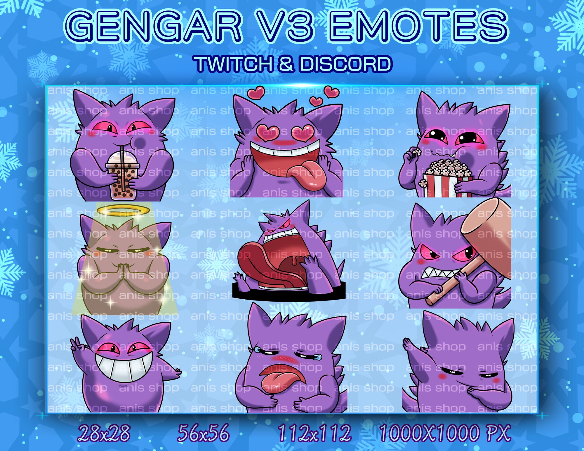 Gengar V3 Emotes/ Gengar Chibi/ Emotes Discord/ Emotes Twitch - Etsy