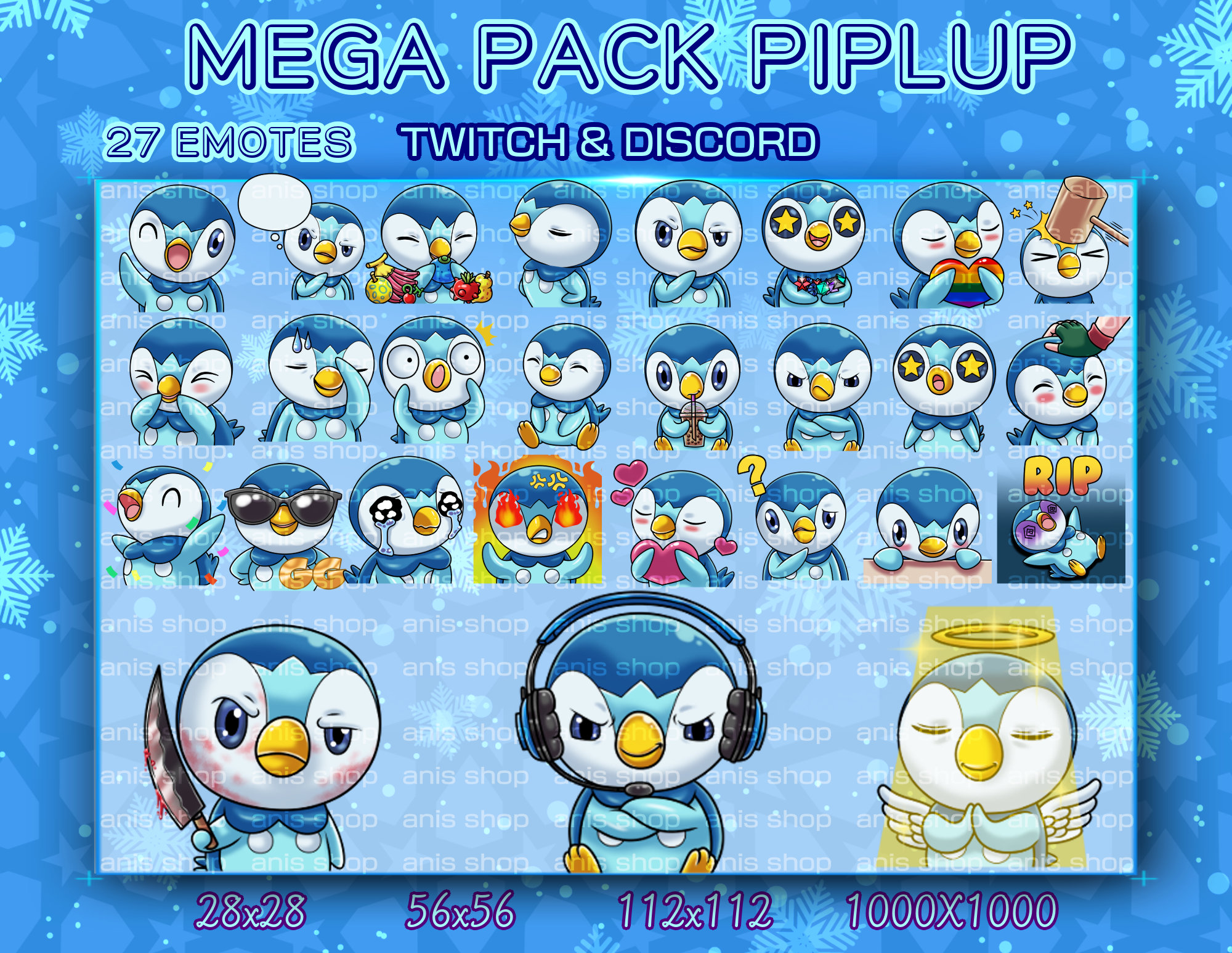 Piplup Mega Pack Emotes/ Piplupchibi/ Emotes Discord/ Emotes Twitch ...