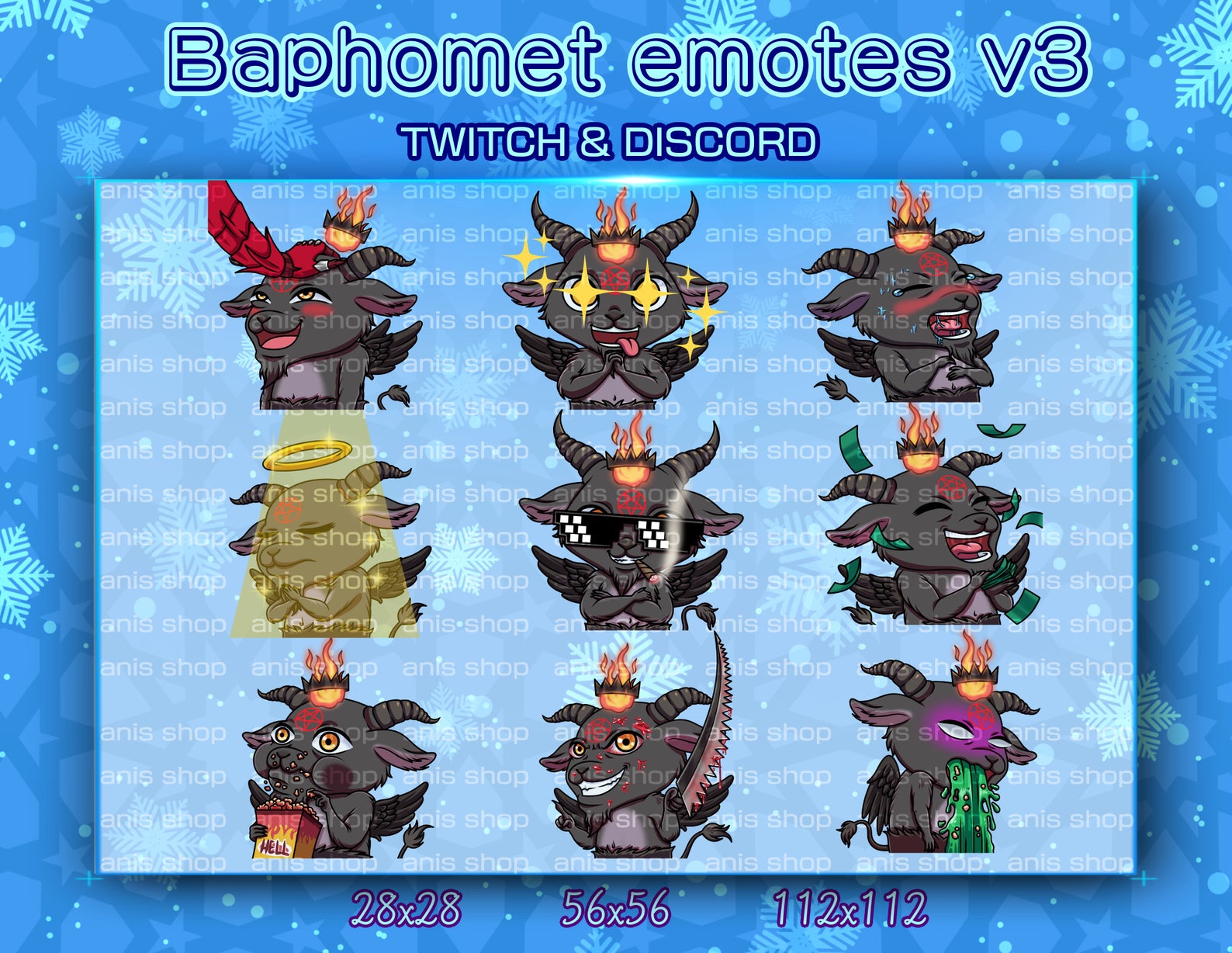 Baphomet Emotes/ Baphomet Chibi/ Emotes Discord/ Emotes Twitch - Etsy