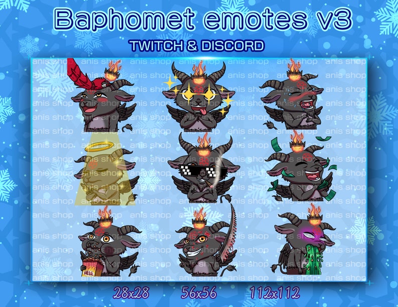 Baphomet Emotes/ Baphomet Chibi/ Emotes Discord/ Emotes Twitch - Etsy