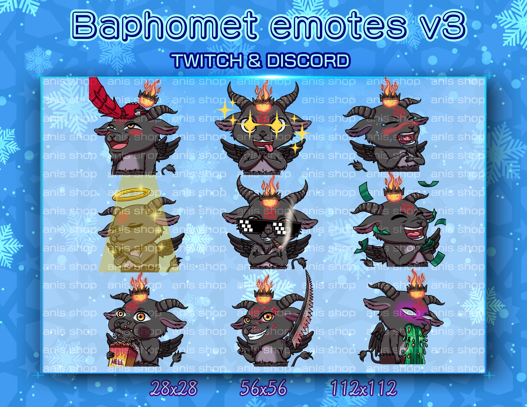 Baphomet Emotes/ Baphomet Chibi/ Emotes Discord/ Emotes Twitch - Etsy