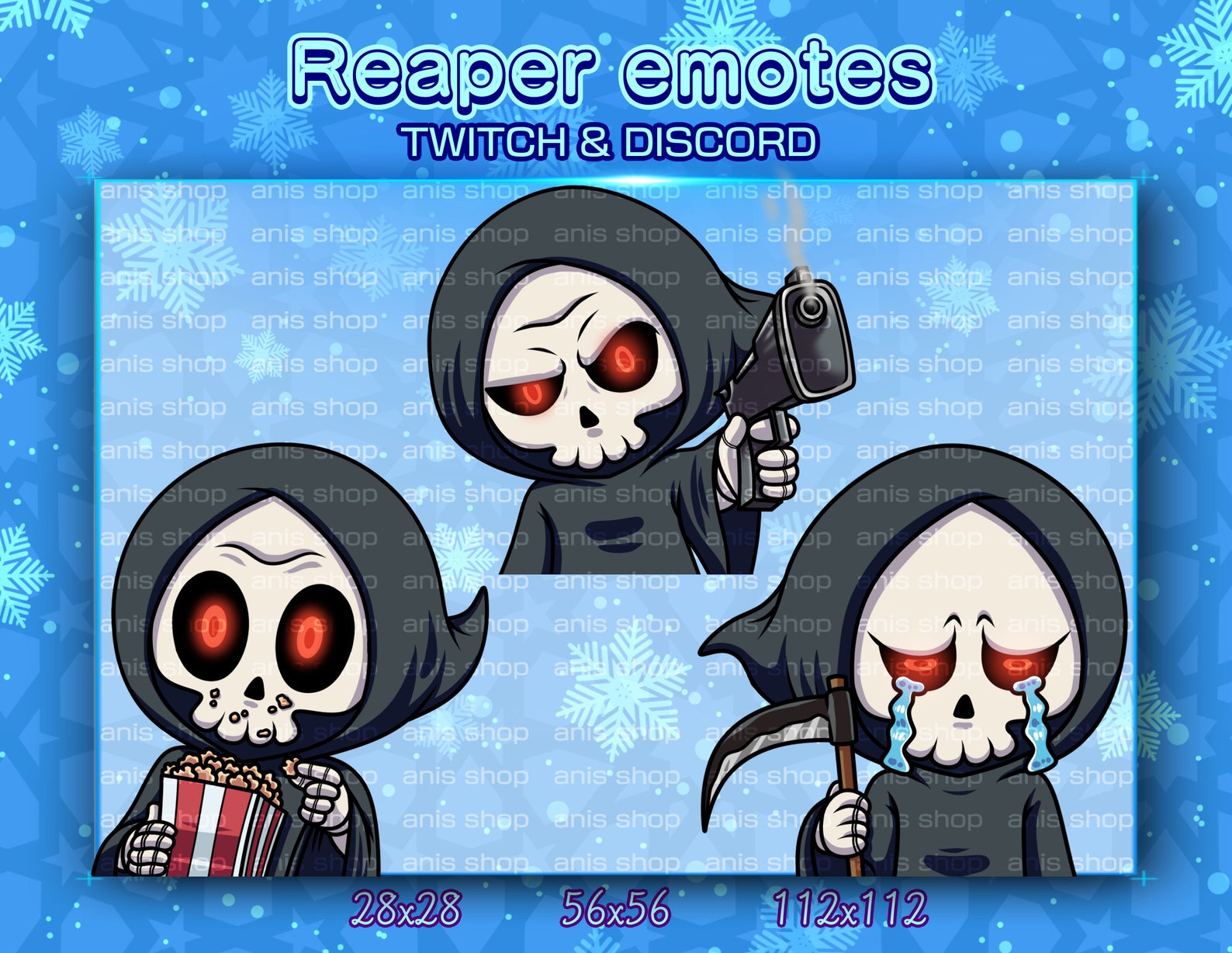 Grim Reaper Emotes/ Grim Reaper Chibi/ Emotes Discord/ Emotes Twitch ...