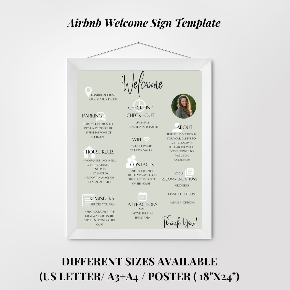 Airbnb Welcome Poster/sheet Template Editable Canva Welcome - Etsy