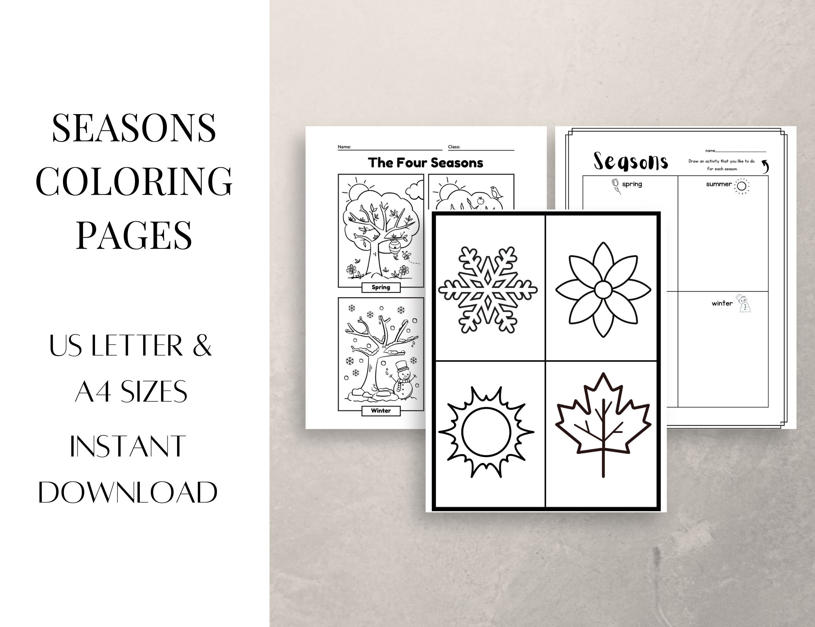 Seasons Coloring Pages, Printable Coloring Workbook Pages for Kids ...