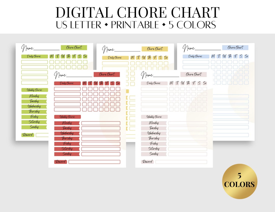 Responsibility Chore Chart for Kids Fully Editable Daily Weekly Routine ...