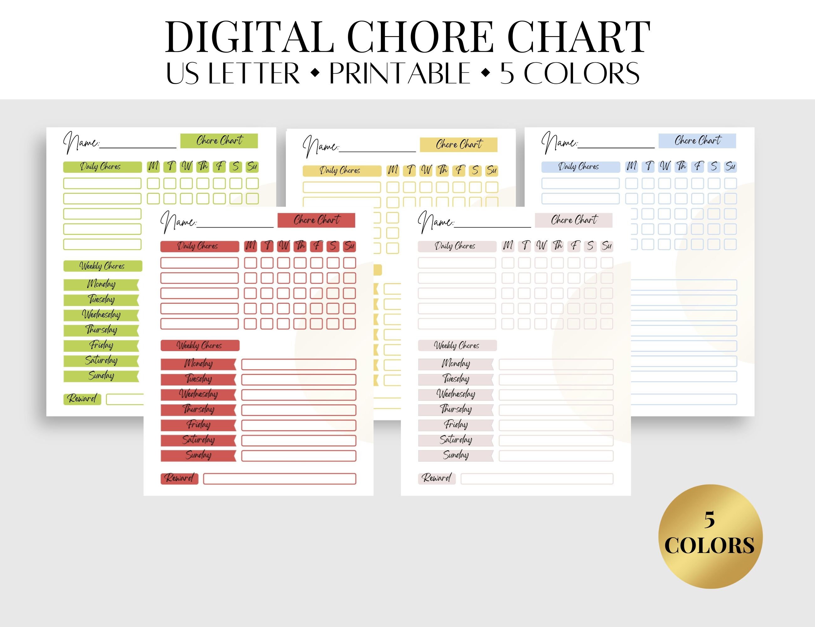 Responsibility Chore Chart for Kids Fully Editable Daily Weekly Routine ...
